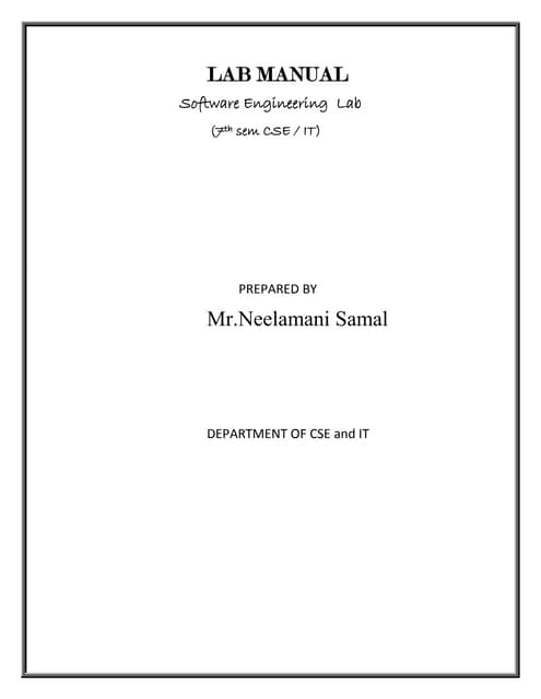 Software Engineering Lab Manual | PDF Software Engineering Lab Manual | PDF