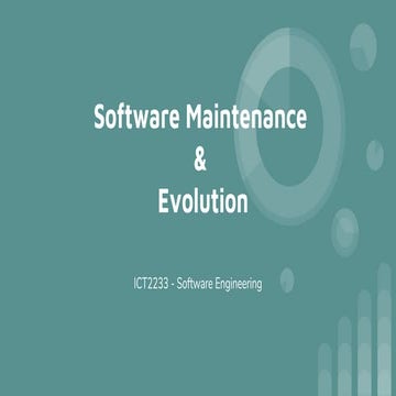 Software maintenance and evolution | PPT