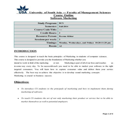 Slide_R_A_A2 : Software marketing course outline | PDF