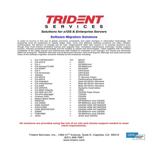 Software Migration Solutions | PDF | Operating Systems | Computer Software and Applications