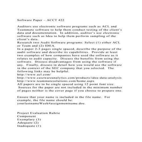 Software Paper – ACCT 422Auditors use electronic software prog.docx