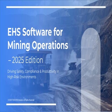 EHS Software For Mining Operations - TECH EHS Solution | PDF