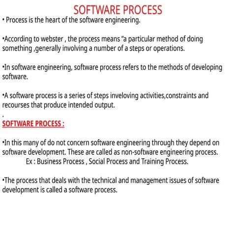 SOFTWARE PROCESS of Sftware engneering notes | PPTX