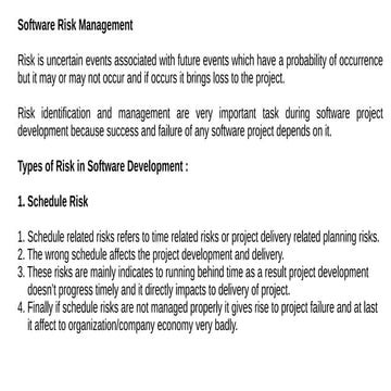 Software Project Risks Management 1 Pdf