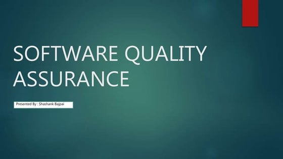Software Quality Assurance Ppt