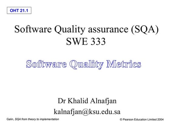 Software Quality Metrics Software Quality Ppt