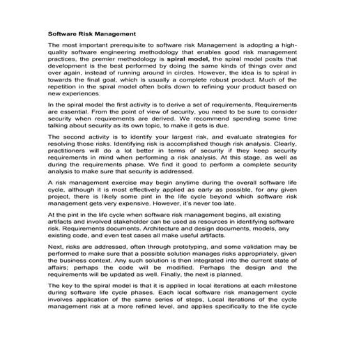 Software risk management | PDF