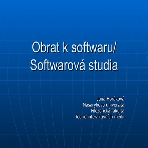 Software studies Horakova | PPT