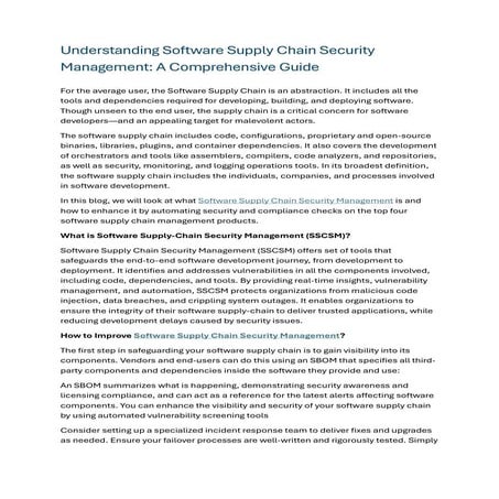 Software Supply Chain Security Management | PDF