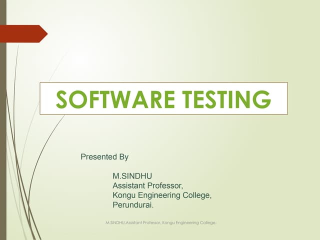 Software Testing Unit 1fundamentals Of Software Testing Ppt