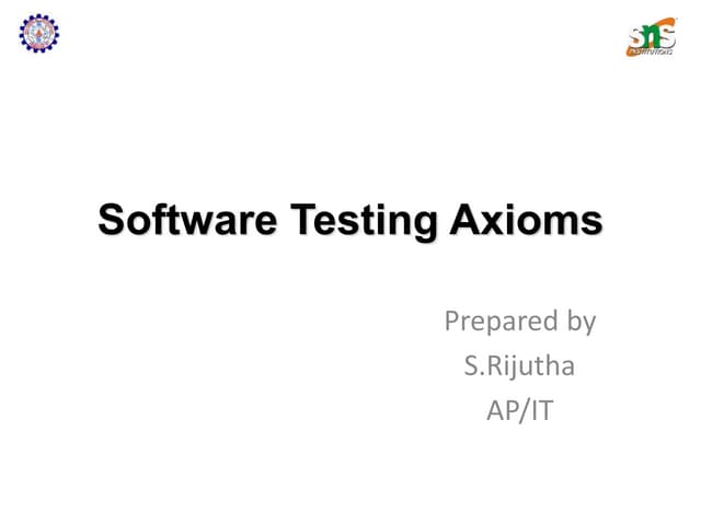 Software Testing Axioms Pdf Operating Systems Computer Software And Applications