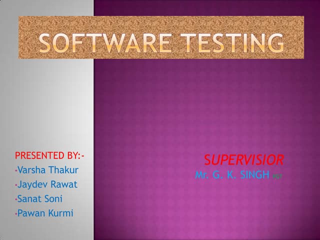 Software Testing Pptx Operating Systems Computer Software And Applications