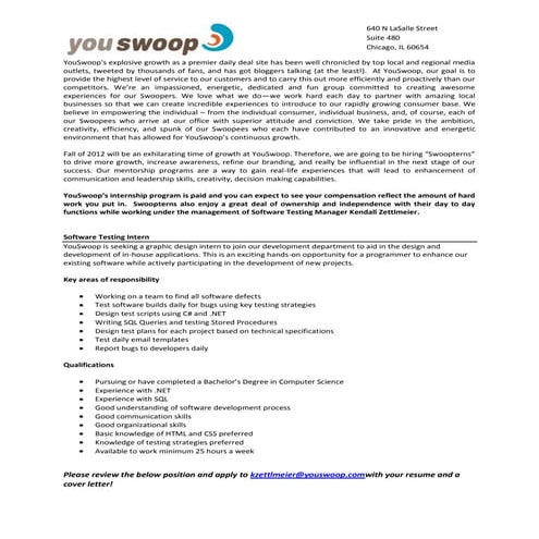 Software testing intern | DOCX