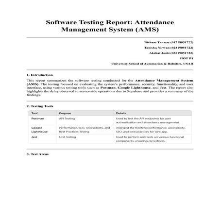 Software Testing Report For the Attendace MS | PDF