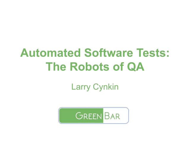 Software Tests And Robots Pptx Robotics Technology And Computing 9596