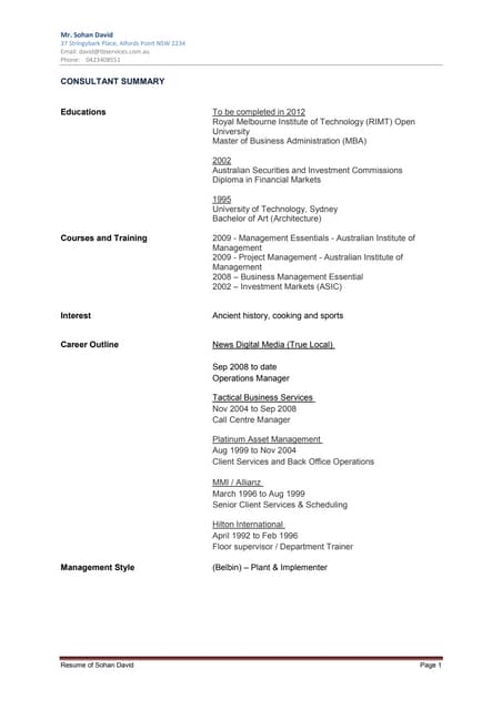 Loretta Genovesis CV | PDF | Business Administration | Business