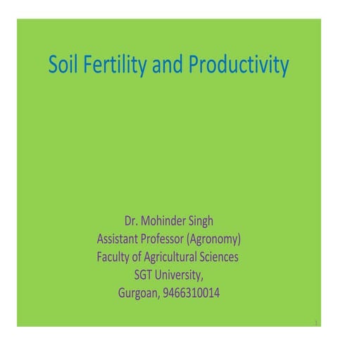 Unit 1 lecture-1 soil fertility and soil productivity | PDF