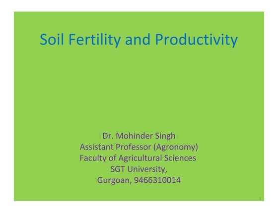 Unit 1 lecture-1 soil fertility and soil productivity | PDF ...