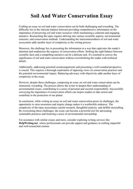 Essay Water Conservation. Broward College | PDF