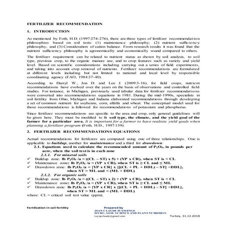 Fertilizer recommendation: Fertilizer application rate calculation and ...