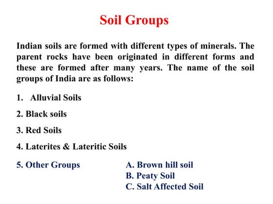 Types of Soil in India : Features and description | PPTX