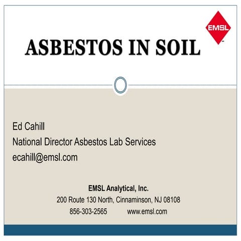 Soil method performance asbestos eia annapolis 2011 09 16 | PDF