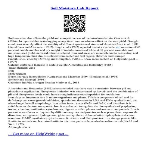 Soil Moisture Lab Report | PDF