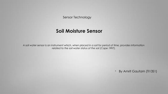 soil moisture sensor in mechatronics answers | PPT
