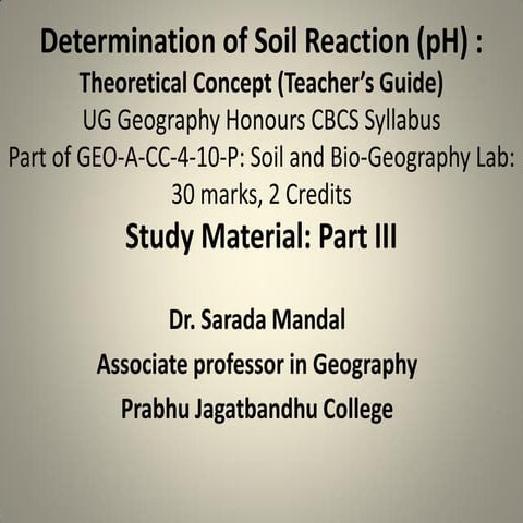 Determination of Soil Reaction (pH): Theoretical Concept and Teacher's ...
