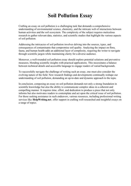 Soil Conservation Essay. Southern Adventist University | PDF