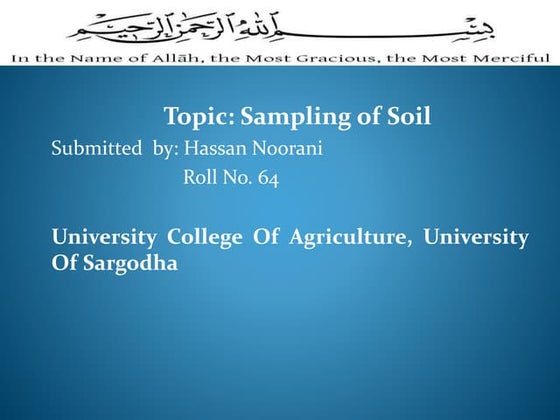 Method of Collection of Soil Samples for Their Testing | PPT