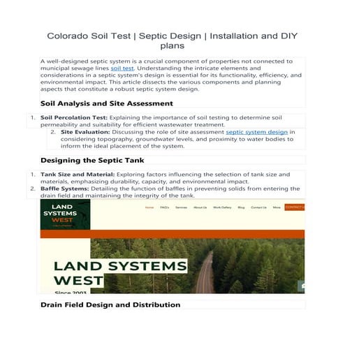 Colorado Soil Test | Septic Design | Installation and DIY plans.pdf ...