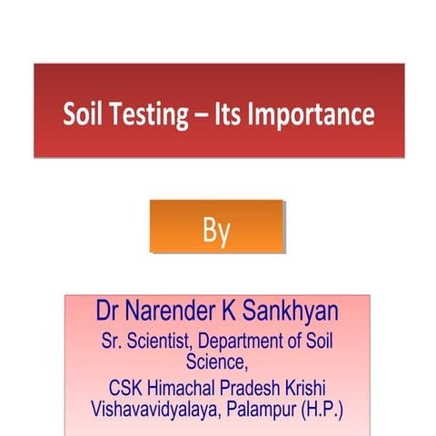 Soil parameters, analysis protocols, interpretation, and fertilizer ...