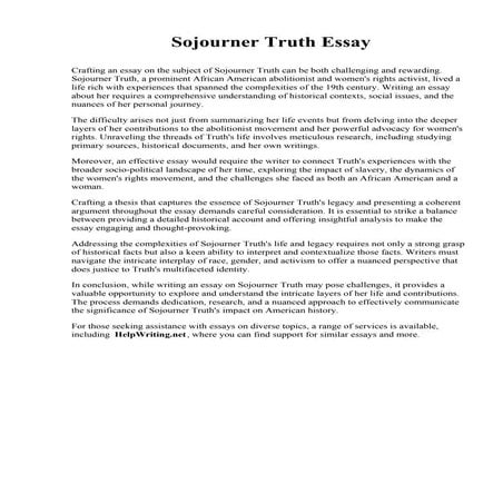 Sojourner Truth Essay. Mount St. Mary's University | PDF