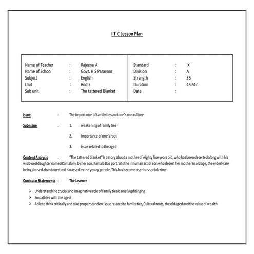 I C T Lesson Plan | DOCX