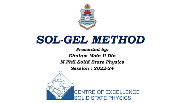 sol gel method | PPTX