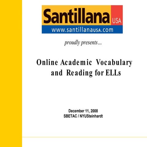 Academic Vocabulary and Reading Online for ELLs | PPT