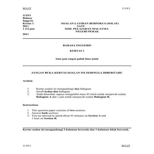 Solaf 1 paper 1 English SPM | DOC