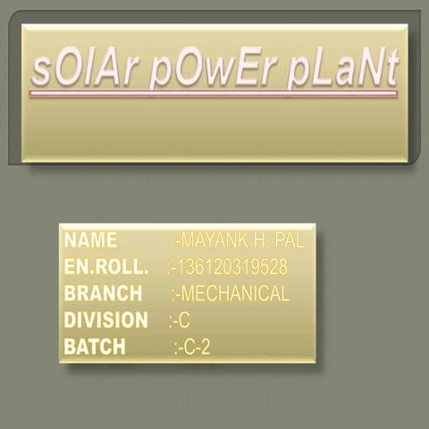 Solar power plants | PPT
