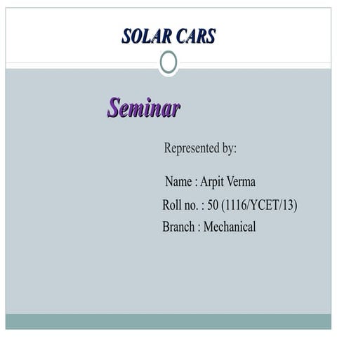 Solar cars | PPT