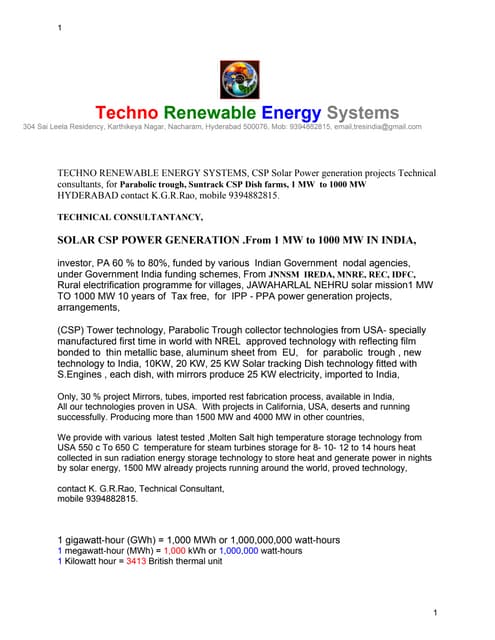 10 mw solar power plant | PDF