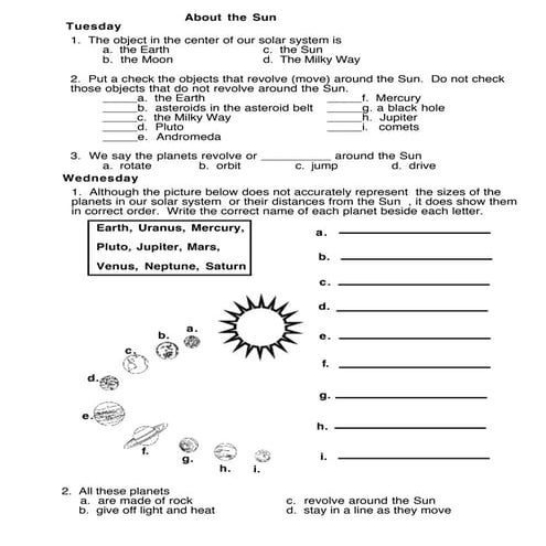 Solar: about the sun (worksheet 5) | PDF