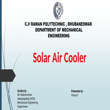 SOLAR AIR COOLER project report for engineering | PPTX