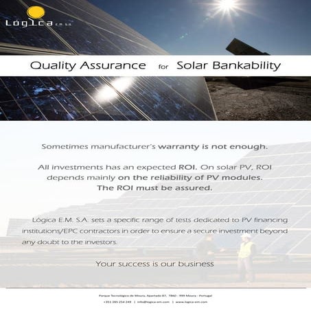 Quality assurance for Solar bankability | PDF