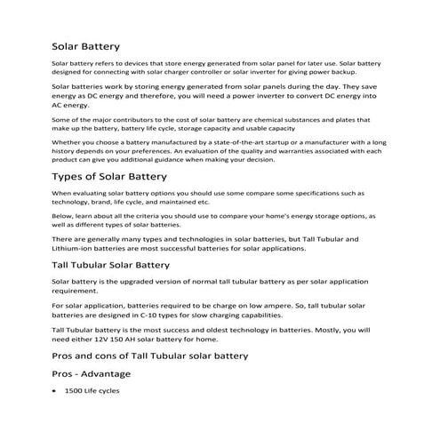 Solar battery | PDF