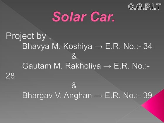 Solar Car Presentation | PPTX