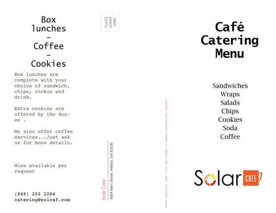 Solar Cafe Menu | PDF