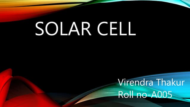 Presentation on solar cell | PPTX