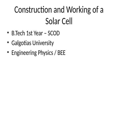 construction and working of a solar cell | PPTX