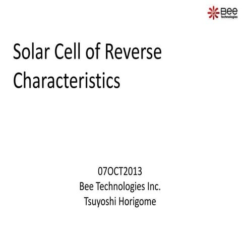 Solar Cell Reverse Characteristics Simulation | PPTX